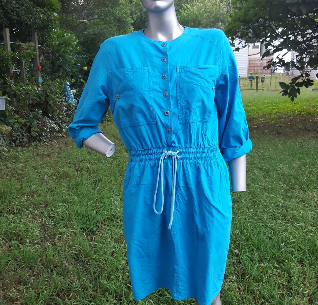 Vintage Beach Dress 80s Dress Vintage Dress Fads Swim Cover Turquoise ...