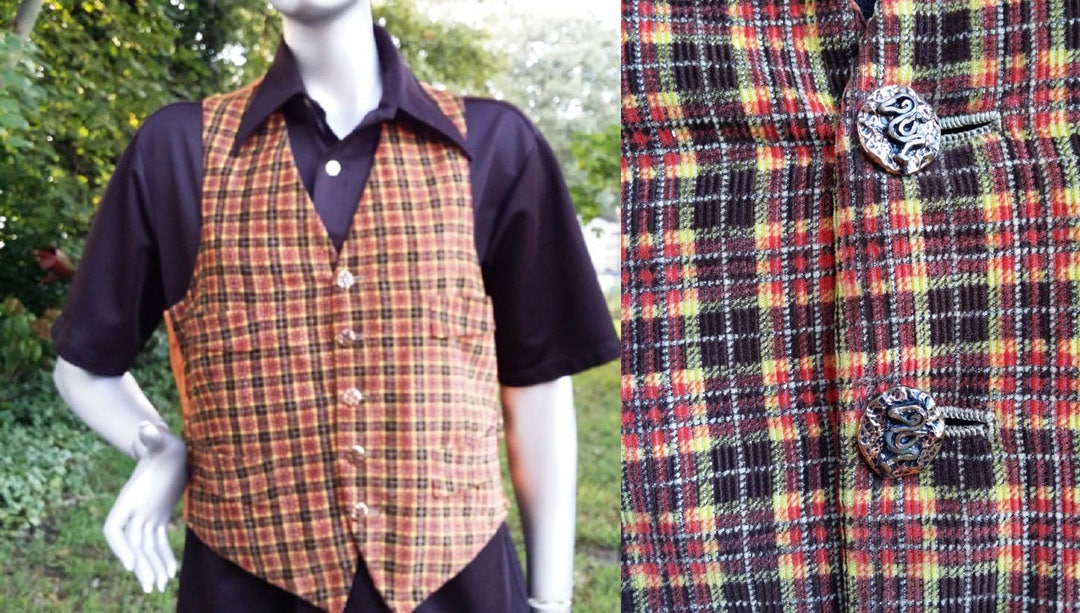 Vintage Plaid Vest Womens Vest 70s Vest Vintage Vest Stage - Etsy