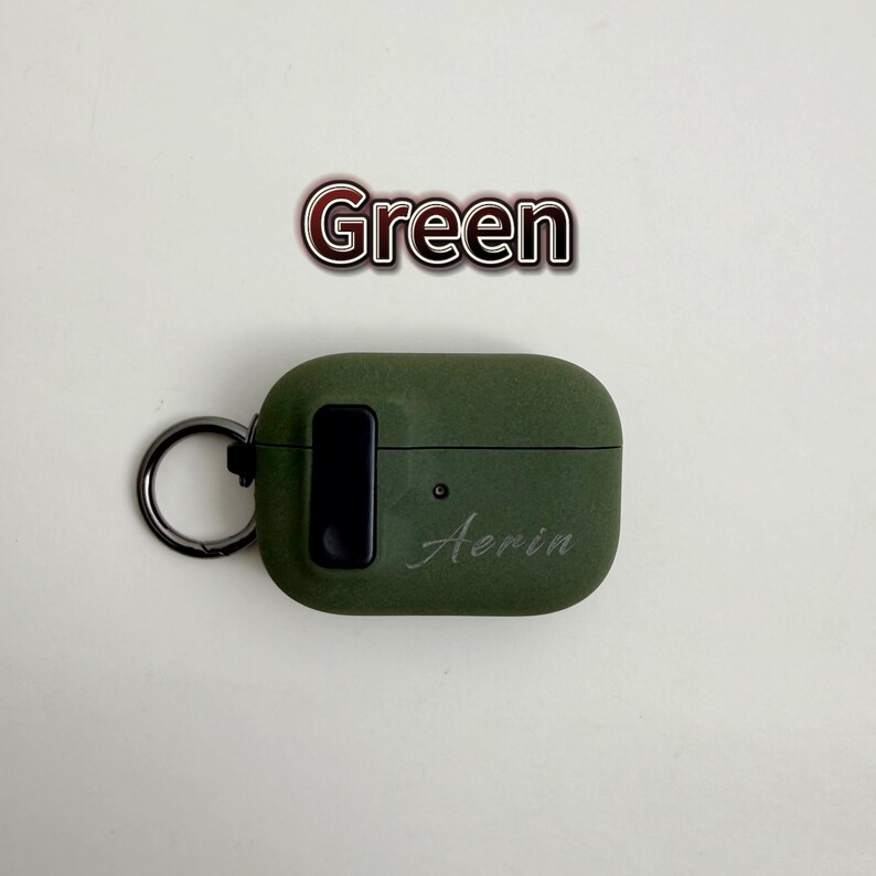 Custom Name With Clip Hook Flocked Faux Leather AirPod Case ...