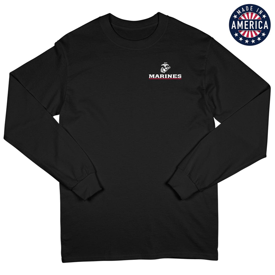 USA USMC Marines Red Line Black Long Sleeve Tee - Etsy