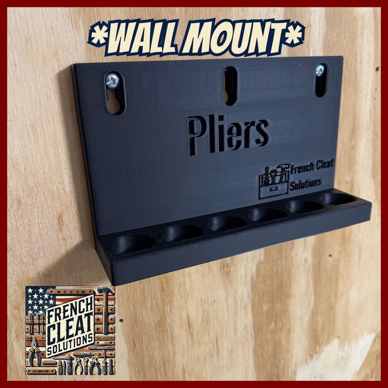 Pliers Holder Wall Mount – 6-slot - 3D Printed Tool Organizer for ...