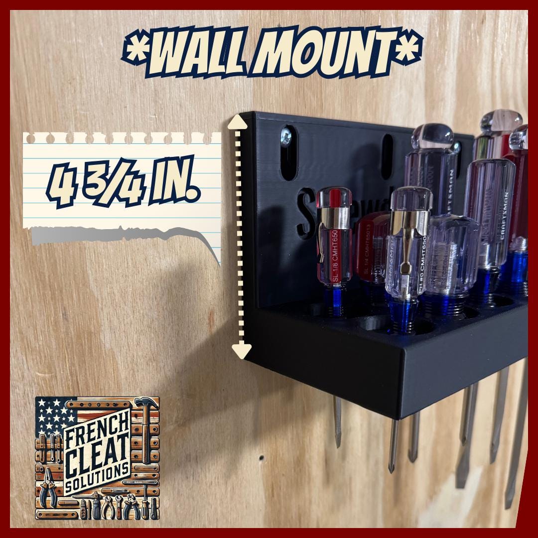 Wall Mount Screwdriver Holder - 3D Printed Organizer, Wall-mount Tool ...