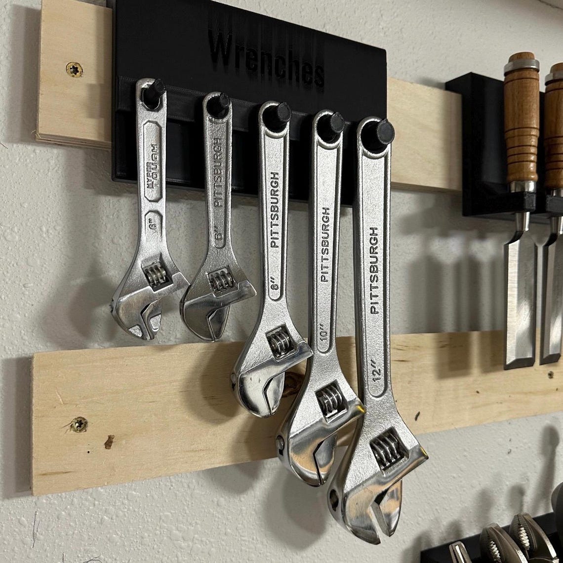 French Cleat Adjustable Wrench Organizer storage for up to 5 Wrenches ...
