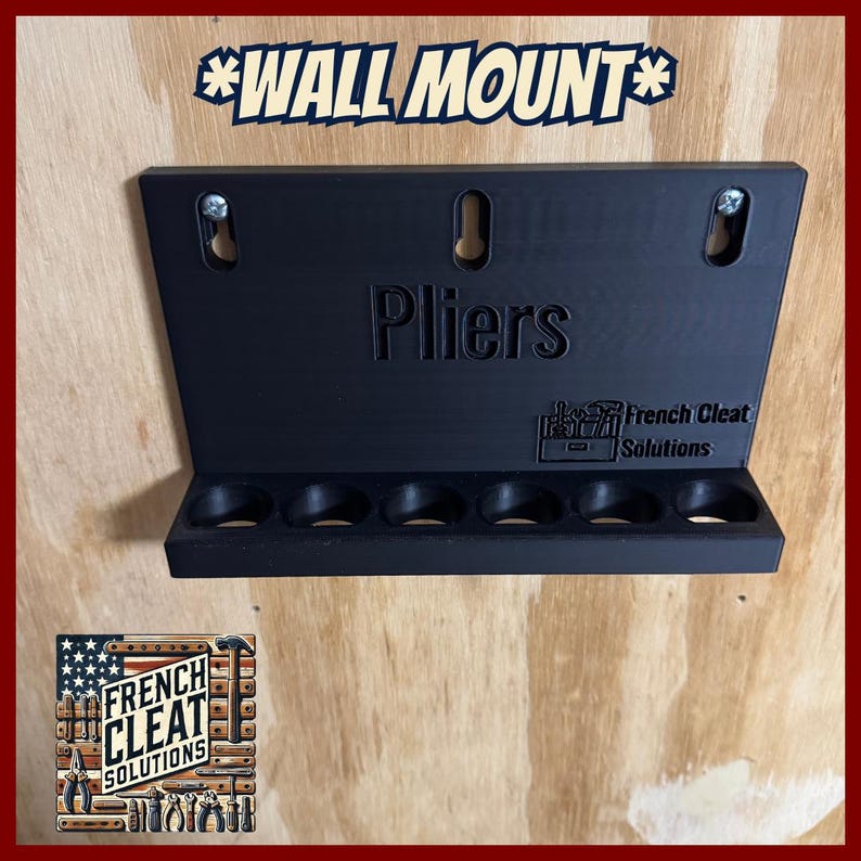 Pliers Holder Wall Mount – 6-slot - 3D Printed Tool Organizer for ...