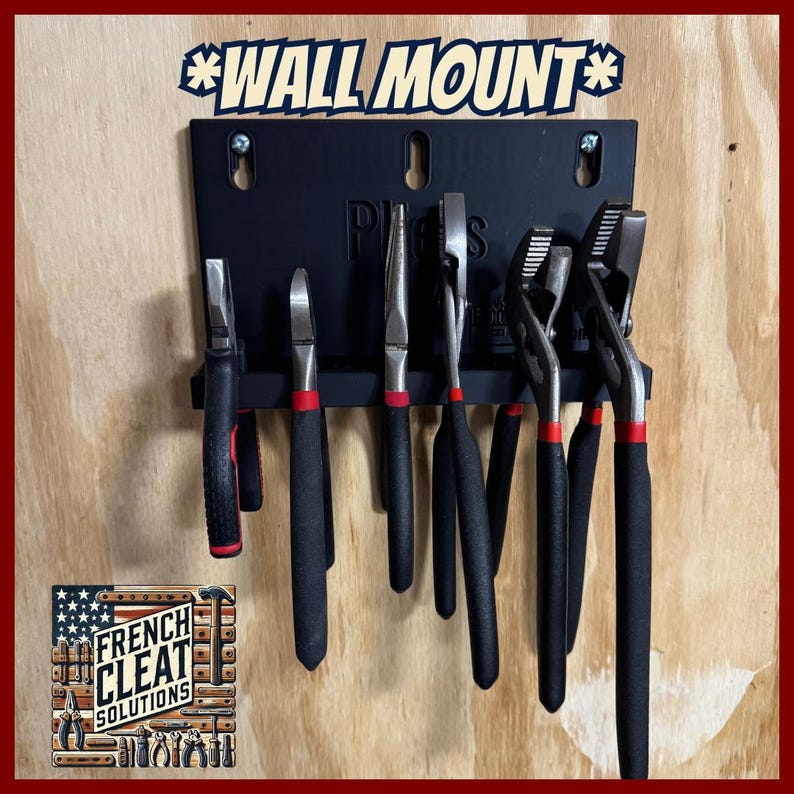 Pliers Holder Wall Mount – 6-slot - 3D Printed Tool Organizer for ...