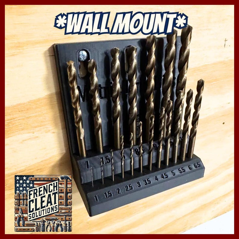 Wall Mount Metric Drill Bit Holder - 3D Printed Organizer for Metric Sizes, Wall-mount Tool ...
