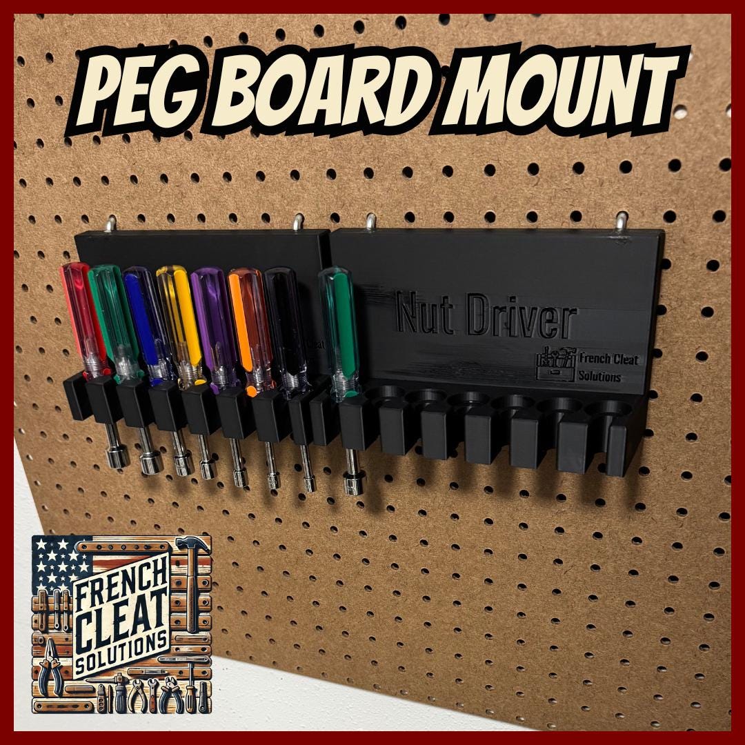 Nut Driver Holder Peg Board – 7-slot - 3D Printed Tool Organizer for ...
