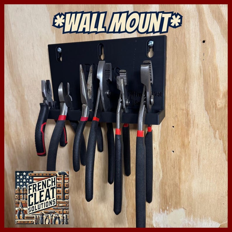 Pliers Holder Wall Mount – 6-slot - 3D Printed Tool Organizer for ...
