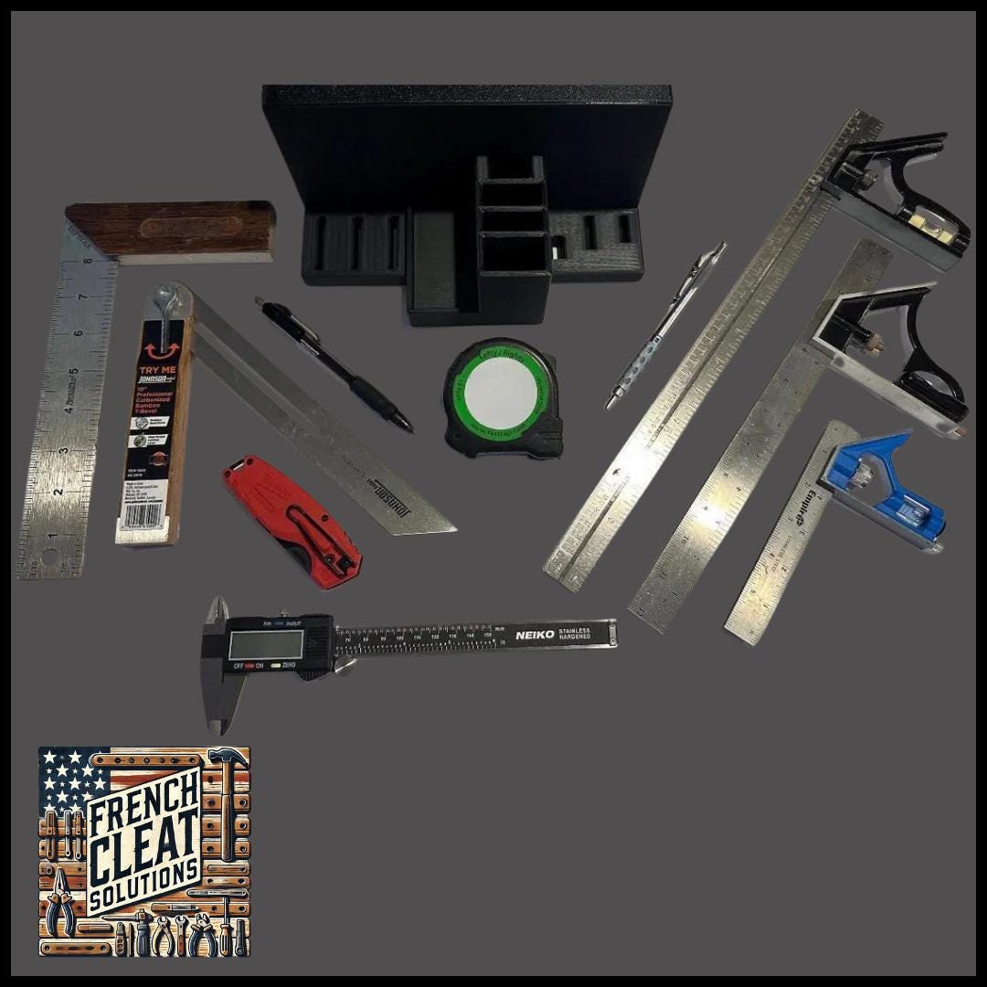 French Cleat Precision Measuring Tool Holder - 3D Printed Organizer for ...