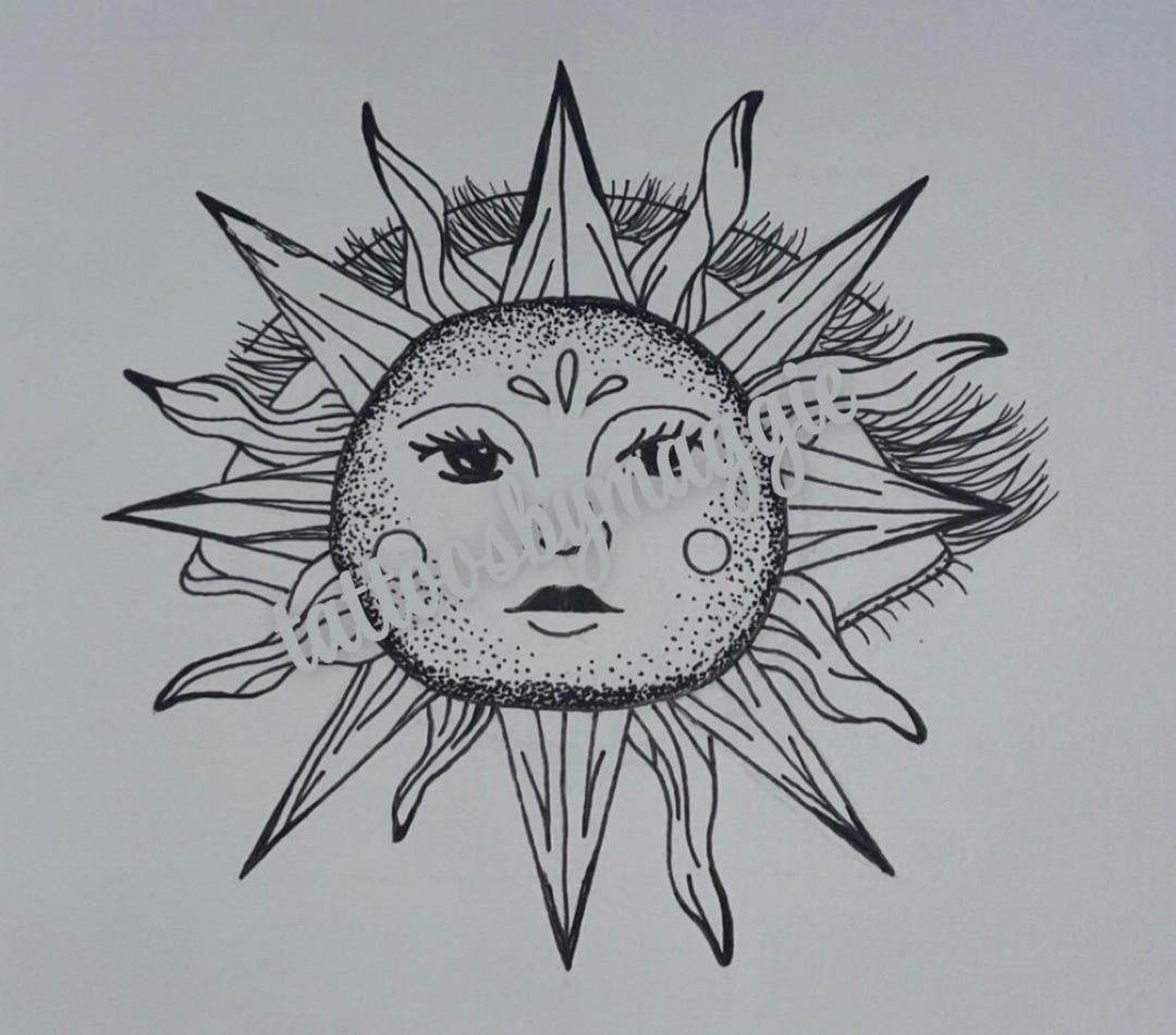 Sun Tattoo Design - Etsy
