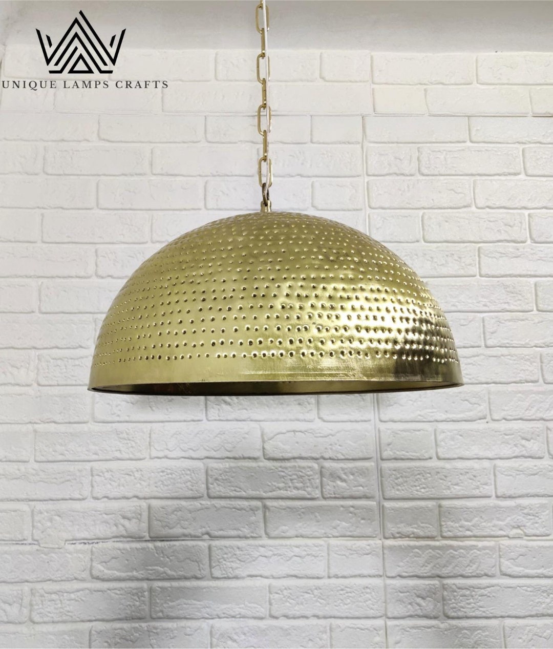Hammered Brass Dome Pendant Light , Industrial Light Modern Brass Lamp ...