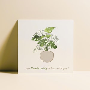 I Am Monstera-bly in Love With You Valentine's Card, Cute Monstera ...
