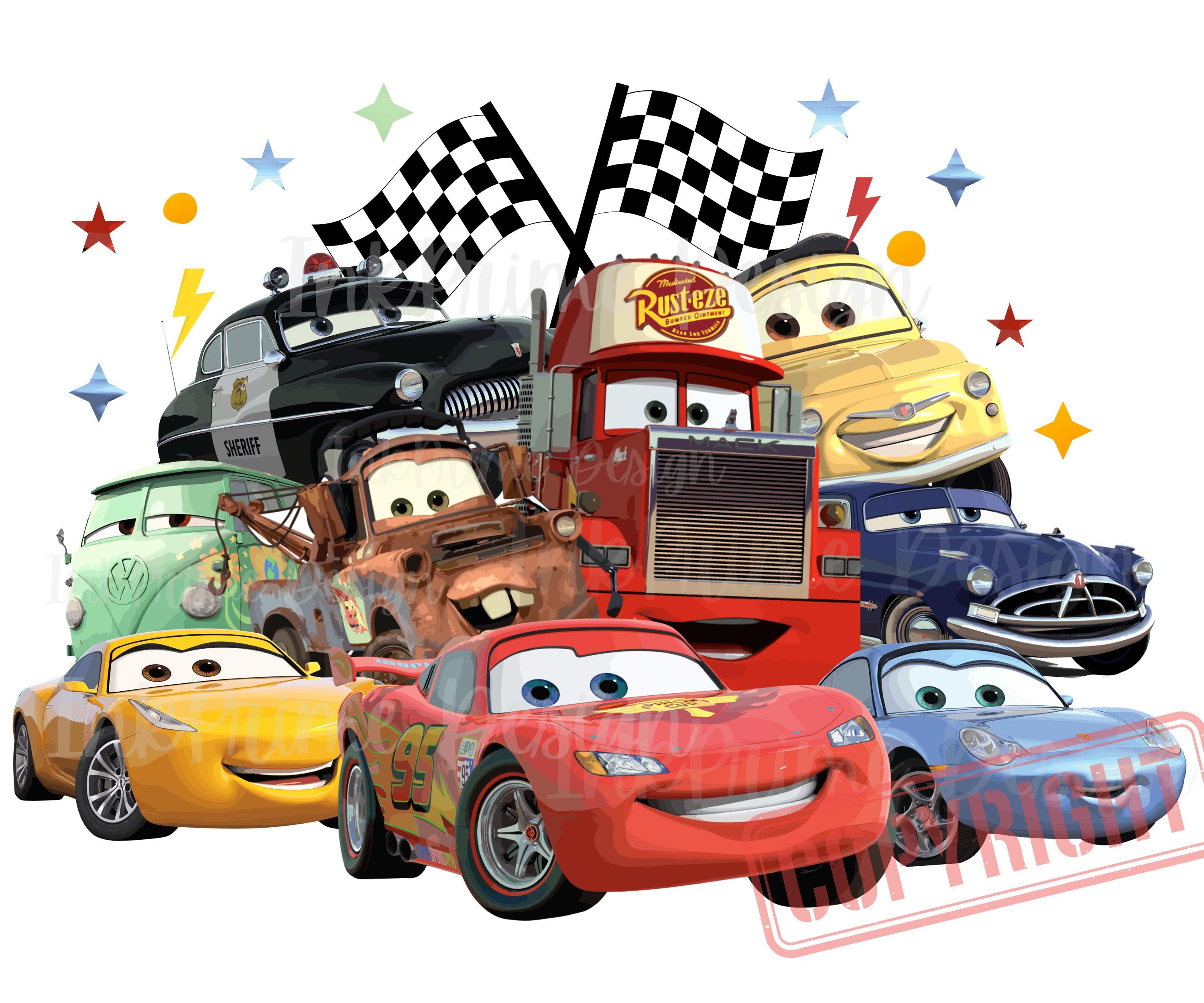 Cars PNG Logo, Pixar Lightning Mcqueen and Friends Design, Tow Mater Sally Carrera Doc Hudson ...