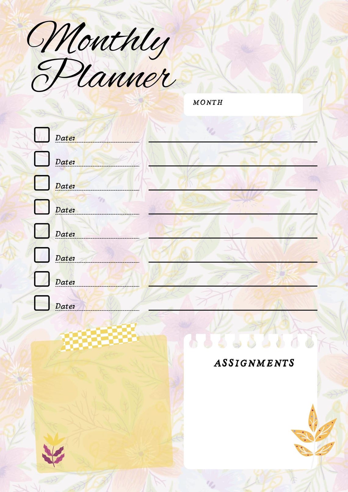 Floral Digital Planner - Etsy