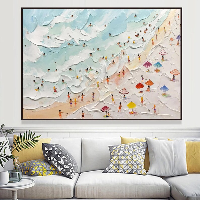Seaside Beach Texture Painting, 3D Landscape Art - Etsy