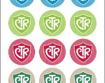 CTR shield & Stripe Design 1 Inch Graphic Rounds in | Etsy
