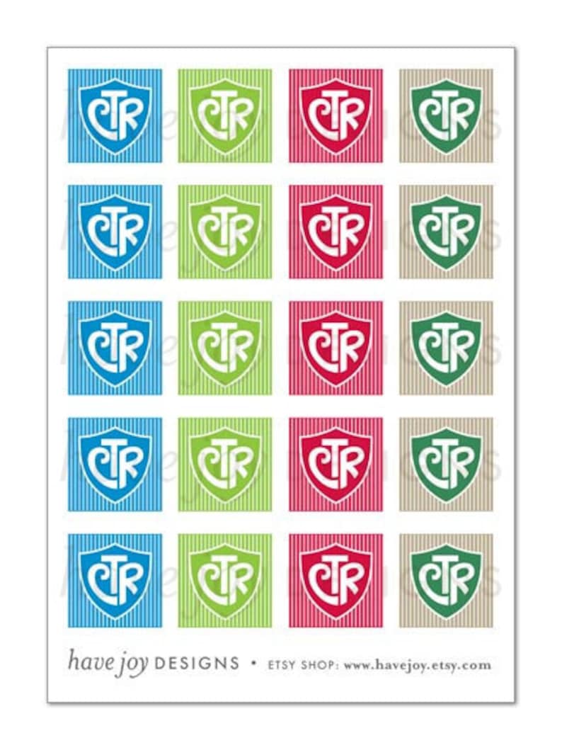 CTR (shield & Stripe Design) - 1x1 Inch Graphic Squares in Printable ...