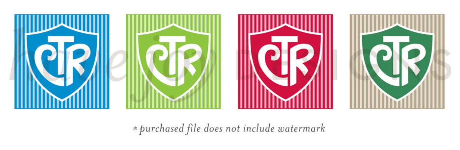 CTR (shield & Stripe Design) - 1x1 Inch Graphic Squares in Printable ...