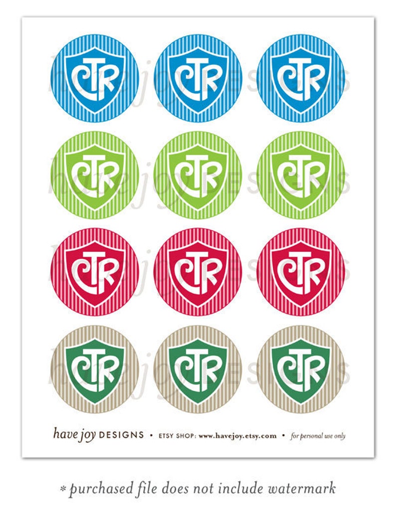 CTR (shield & Stripe Design) - 2 Inch Graphic Rounds in Printable 8x10 ...
