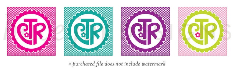 CTR (flower Design) - 1x1 Inch Graphic Squares in Printable 5x7 Collage ...