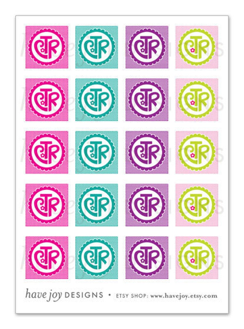 CTR (flower Design) - 1x1 Inch Graphic Squares in Printable 5x7 Collage ...