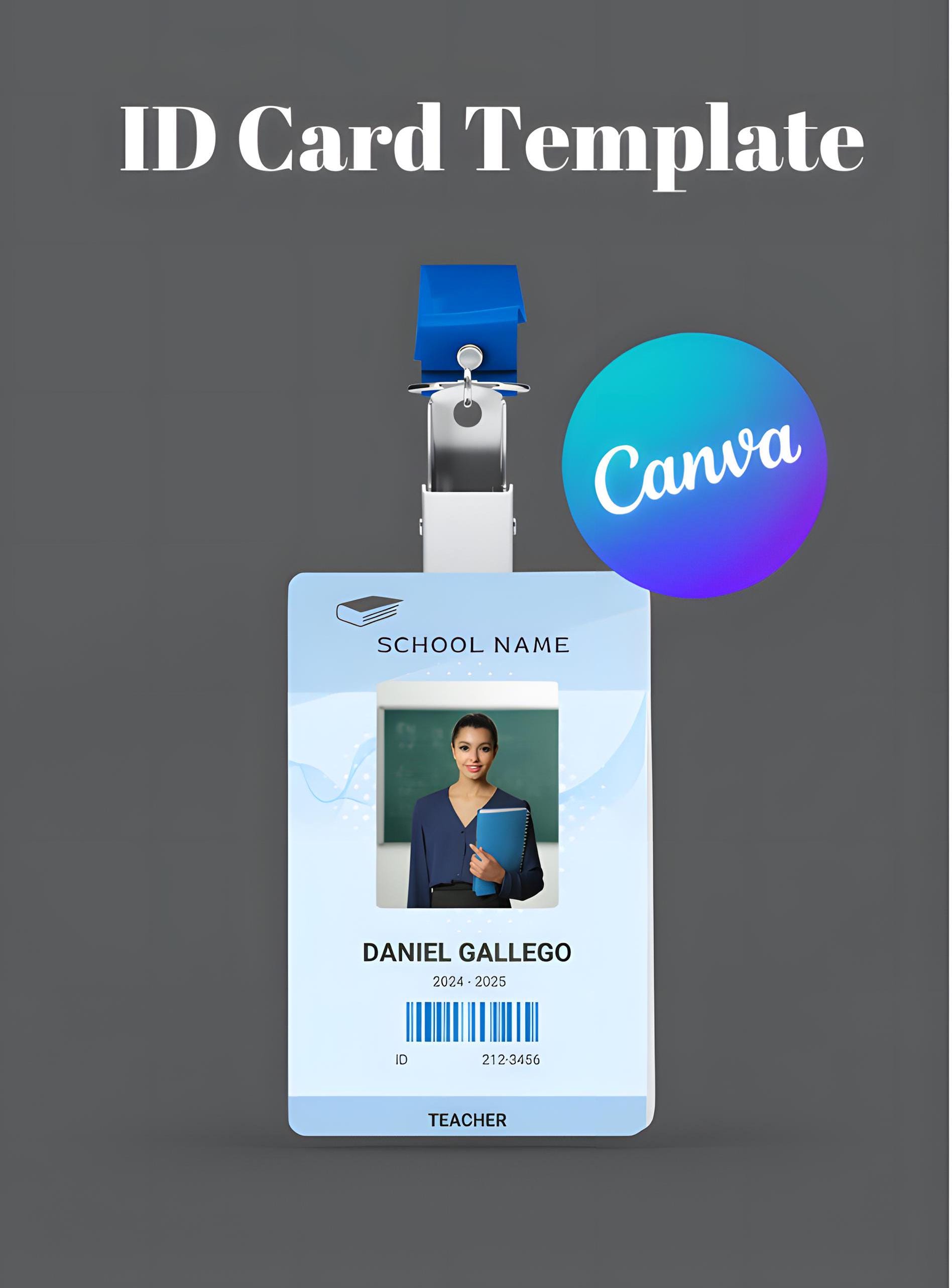 Editable Teacher ID Card Template | School ID Badge | Printable ...