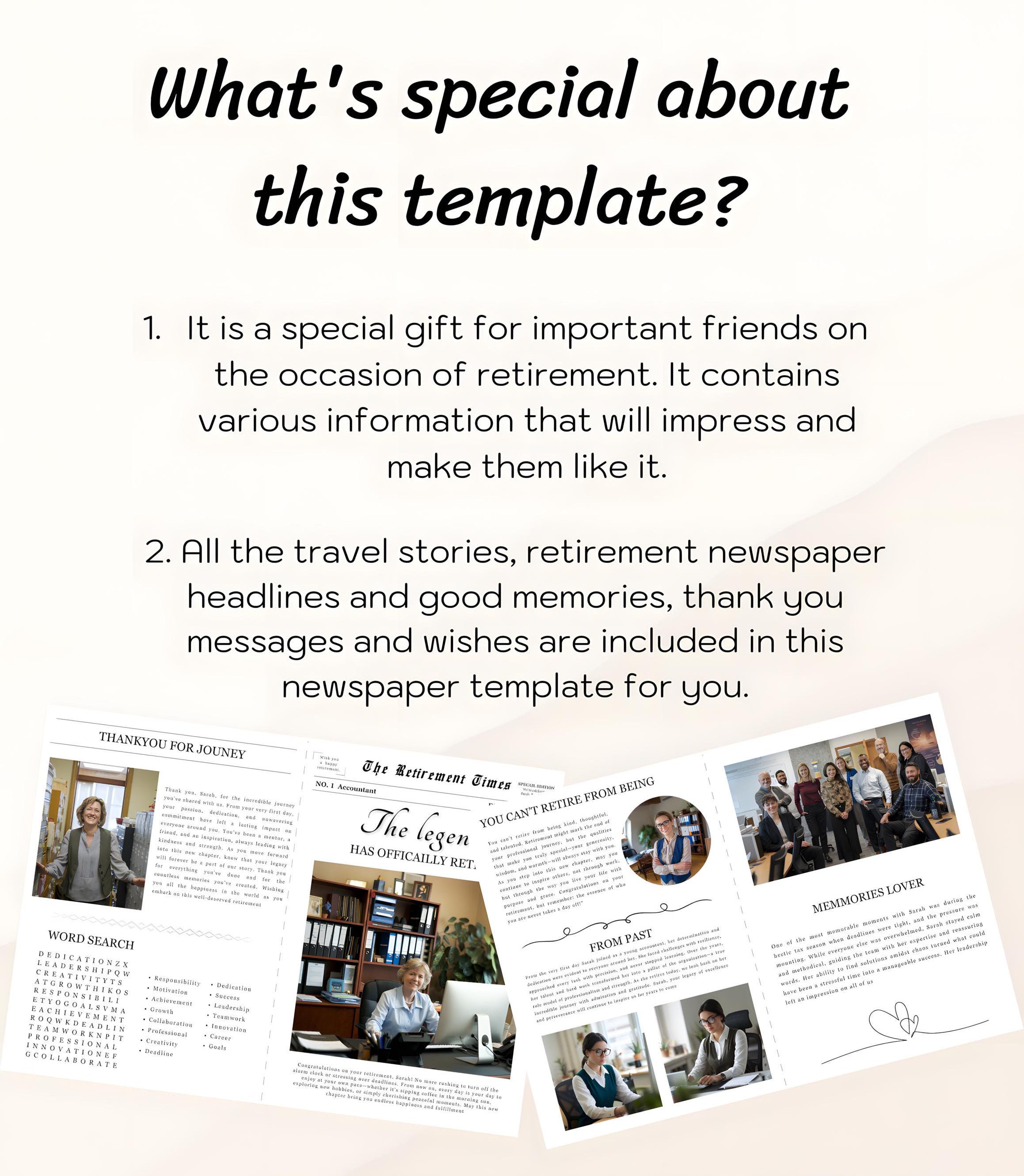 Retirement Newspaper Canva Template ,editable Template , Custom Gift ...