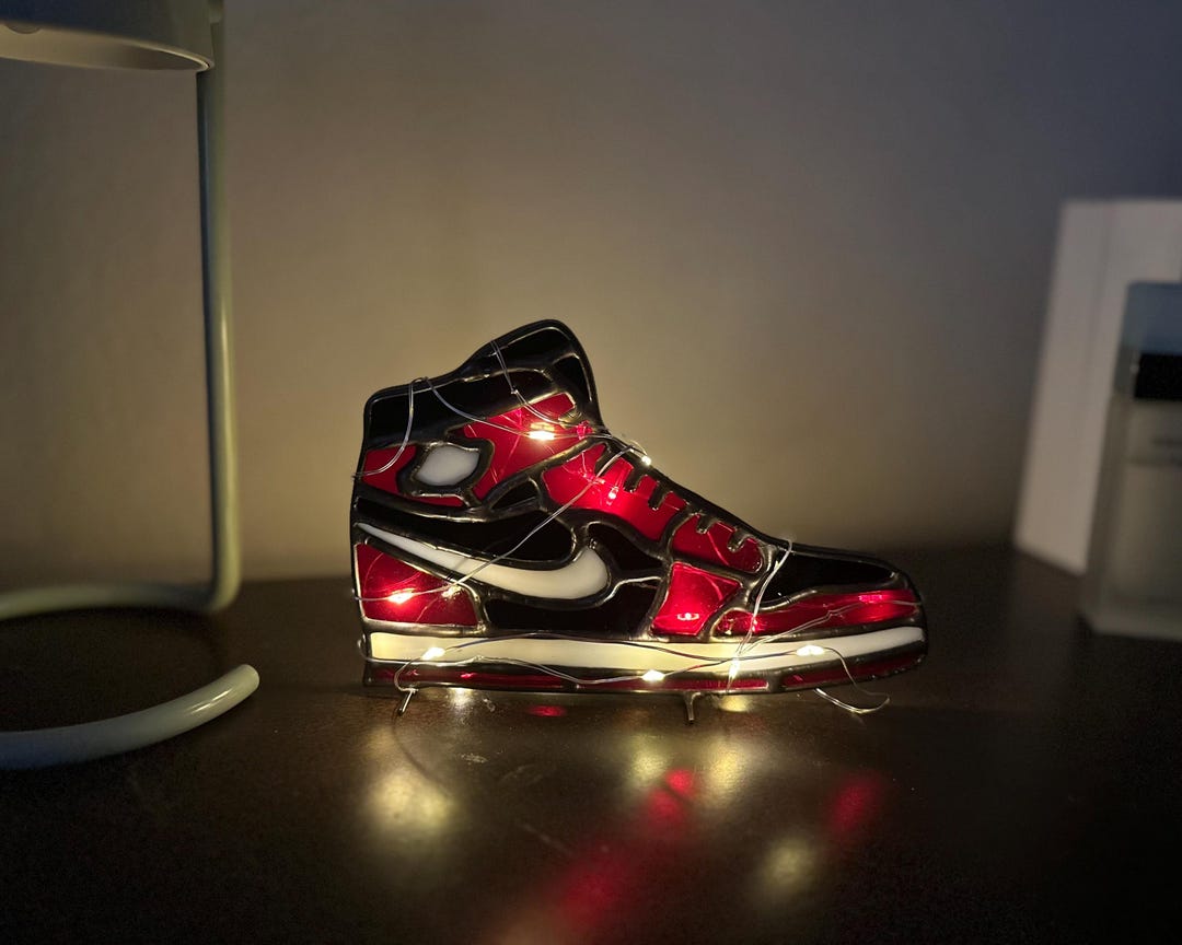 Sneaker Jordan One Swoosh Stained Glass Suncatcher Red White Black ...