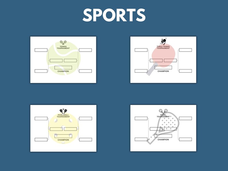 Tournament Bracket Templates | Pickleball, Tennis, Table Tennis, Padel ...