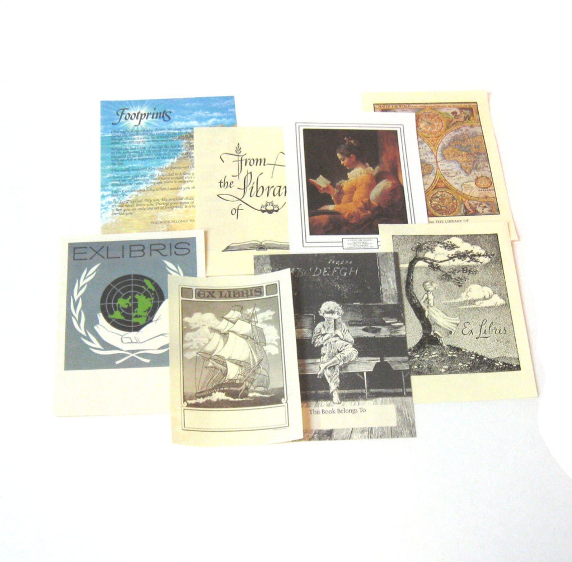 Vintage Book Plate Labels Old EX Libris Book Tags Antique | Etsy