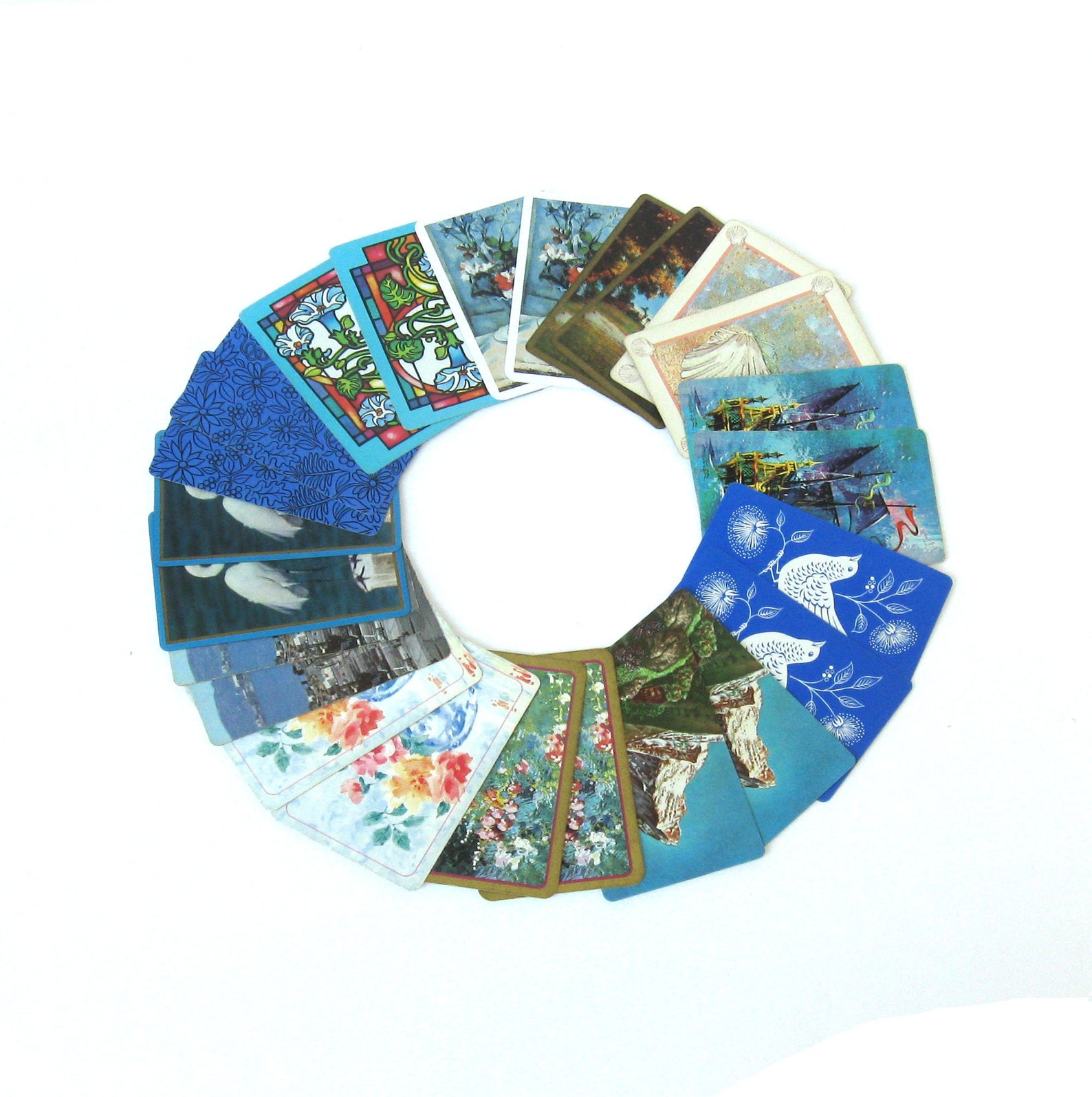 Blue Playing Card Lot Blue Floral Trade Cards Blue Wedding - Etsy