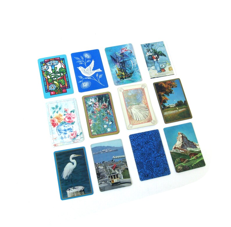 Blue Playing Card Lot Blue Floral Trade Cards Blue Wedding - Etsy