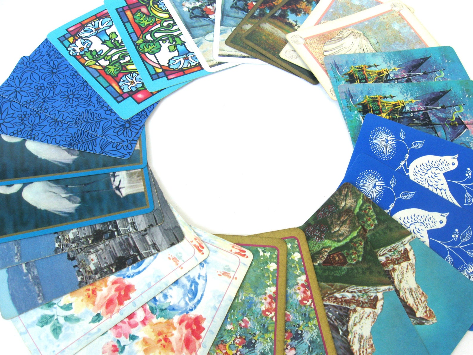 Blue Playing Card Lot Blue Floral Trade Cards Blue Wedding - Etsy