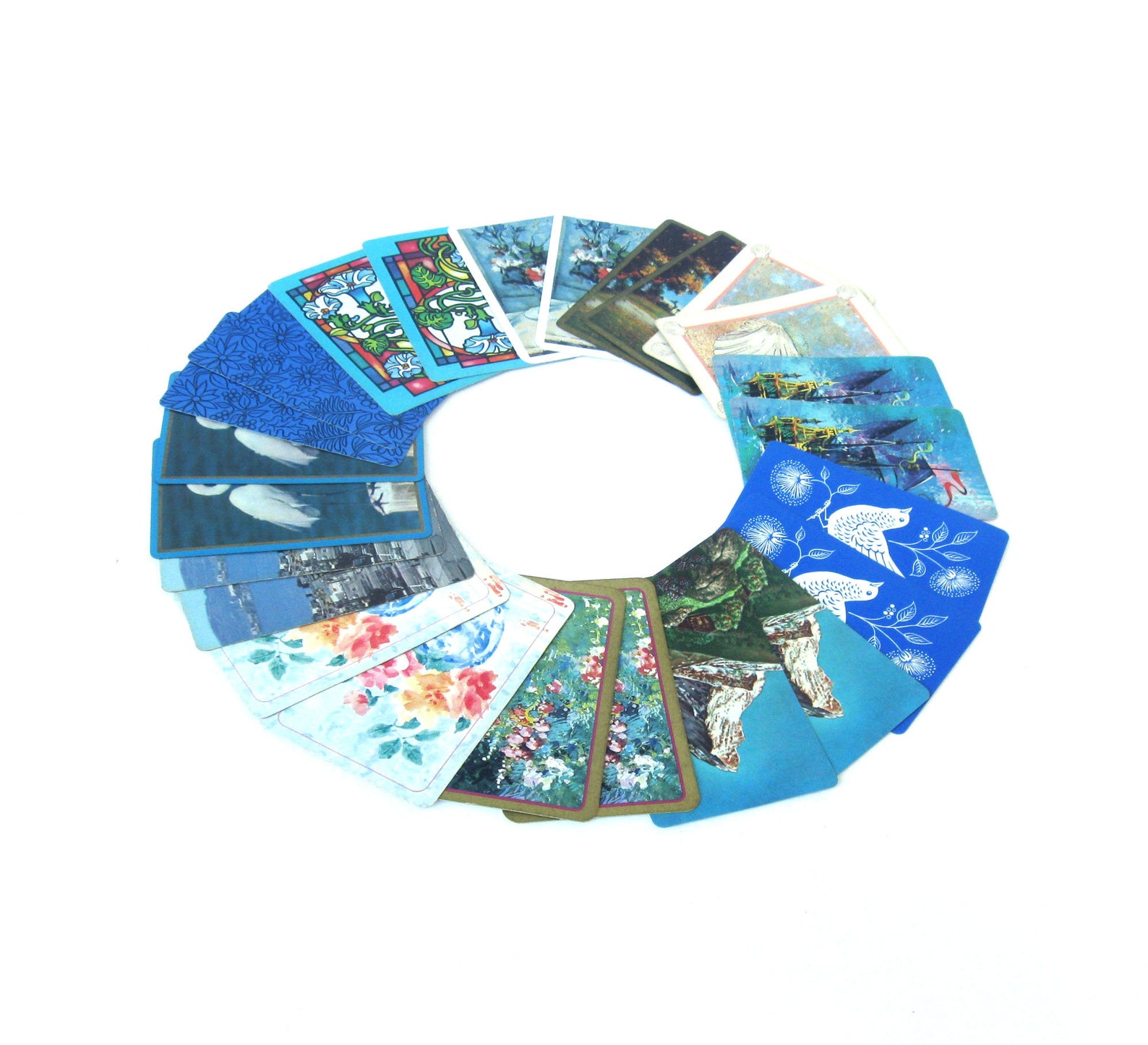 Blue Playing Card Lot Blue Floral Trade Cards Blue Wedding - Etsy