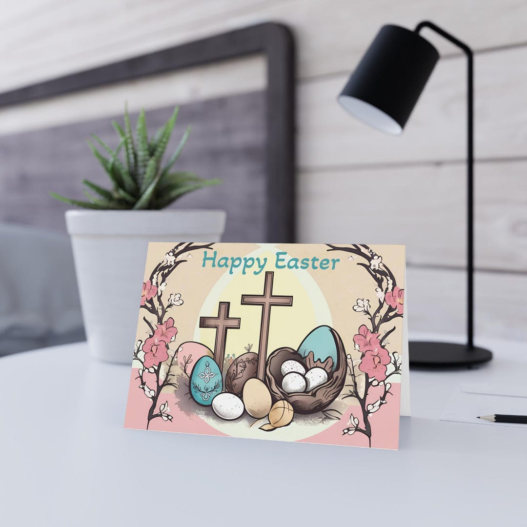 Christian Easter Premium Greeting Card - Rustic Easter Reverence - Etsy