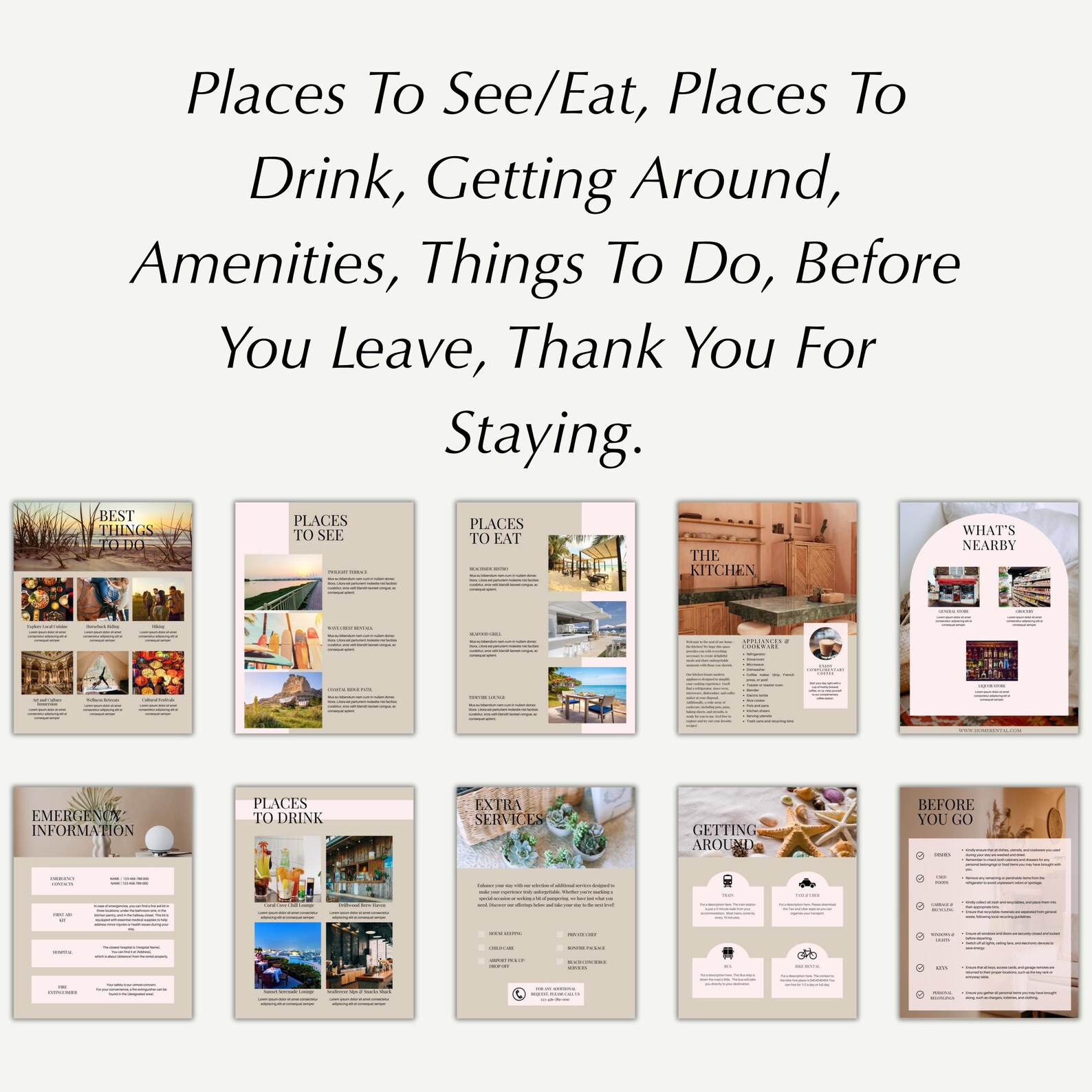 Editable Custom House Manual Template Printable Guest Welcome Book ...
