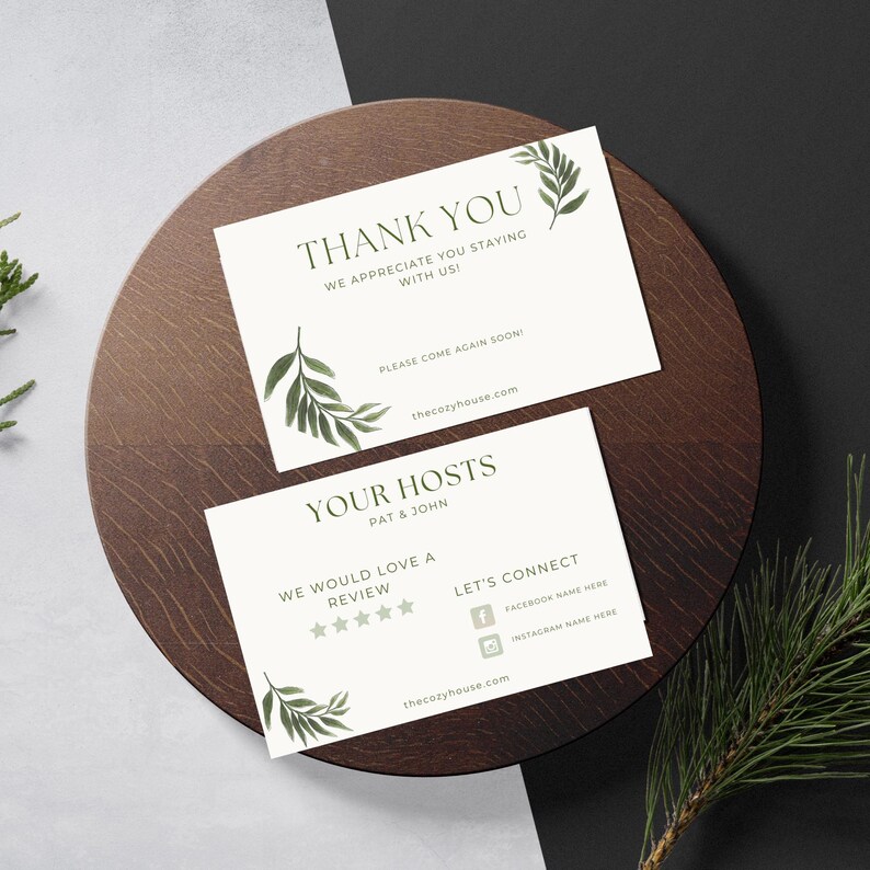 Thank You Card Airbnb Guest Appreciation Note Thank You for Staying ...
