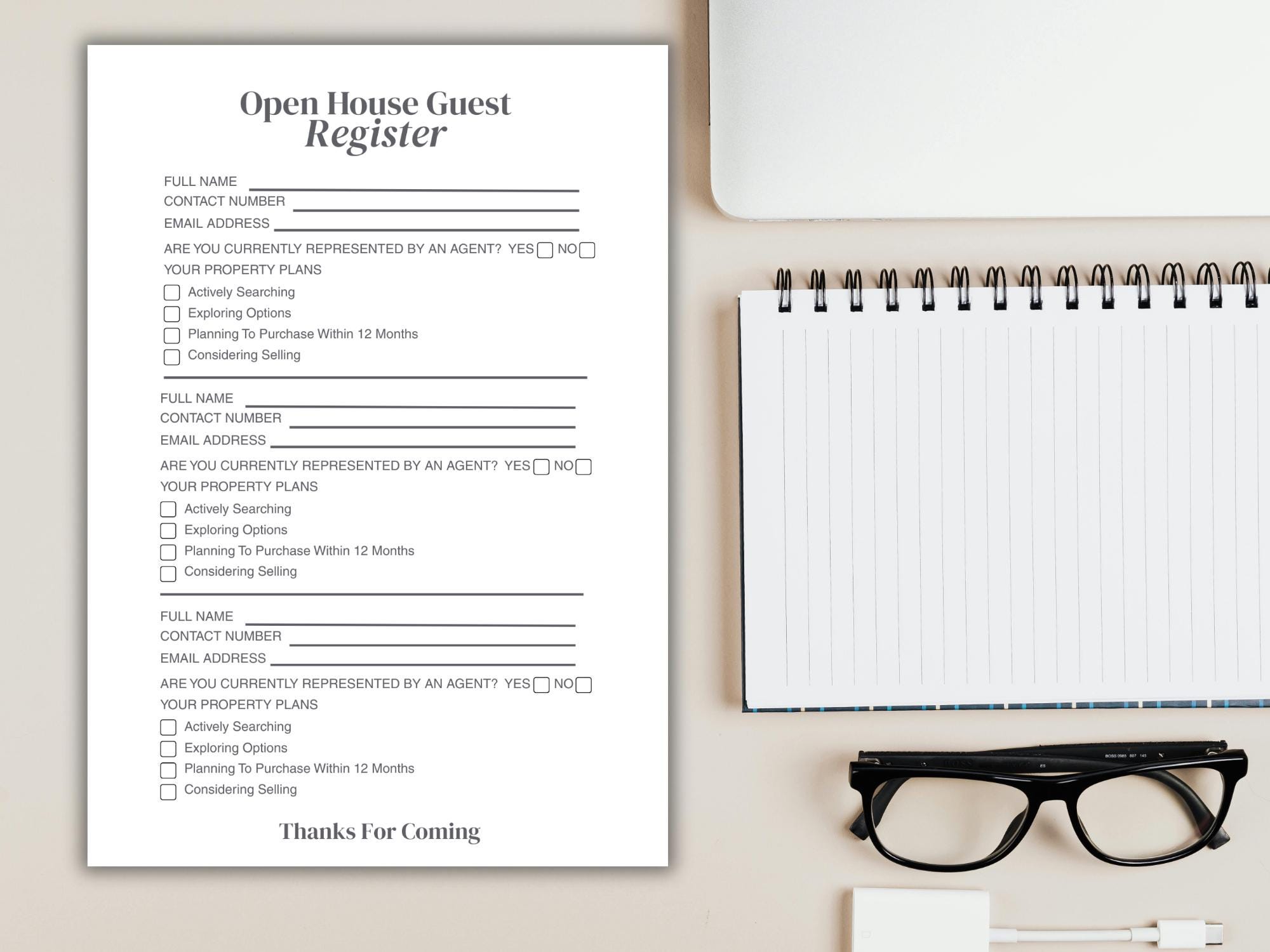 Open House Sign in Sheet Printable Realtor Visitor Register Real Estate ...