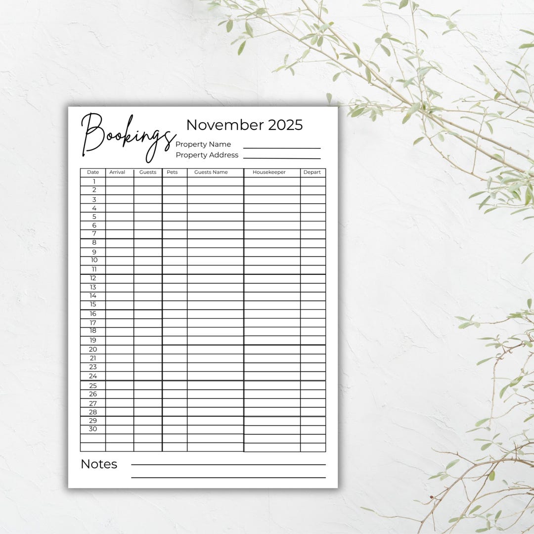 Airbnb Monthly Booking Sheet Printable Guest Tracker for Hosts Editable ...