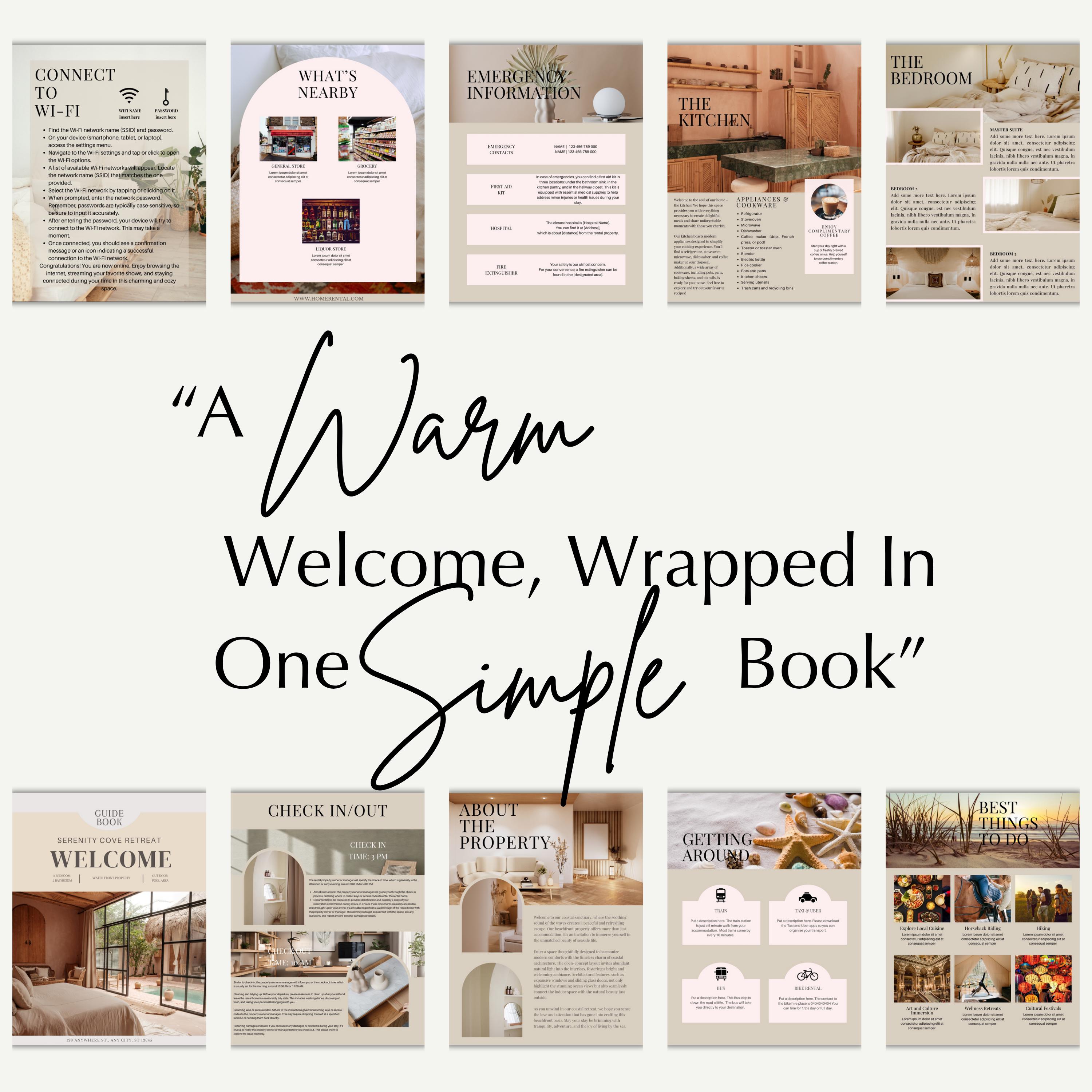 Editable Custom House Manual Template Printable Guest Welcome Book ...