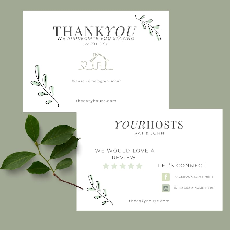 Editable Airbnb Thank You Card Template: Vacation Rental Host Welcome ...