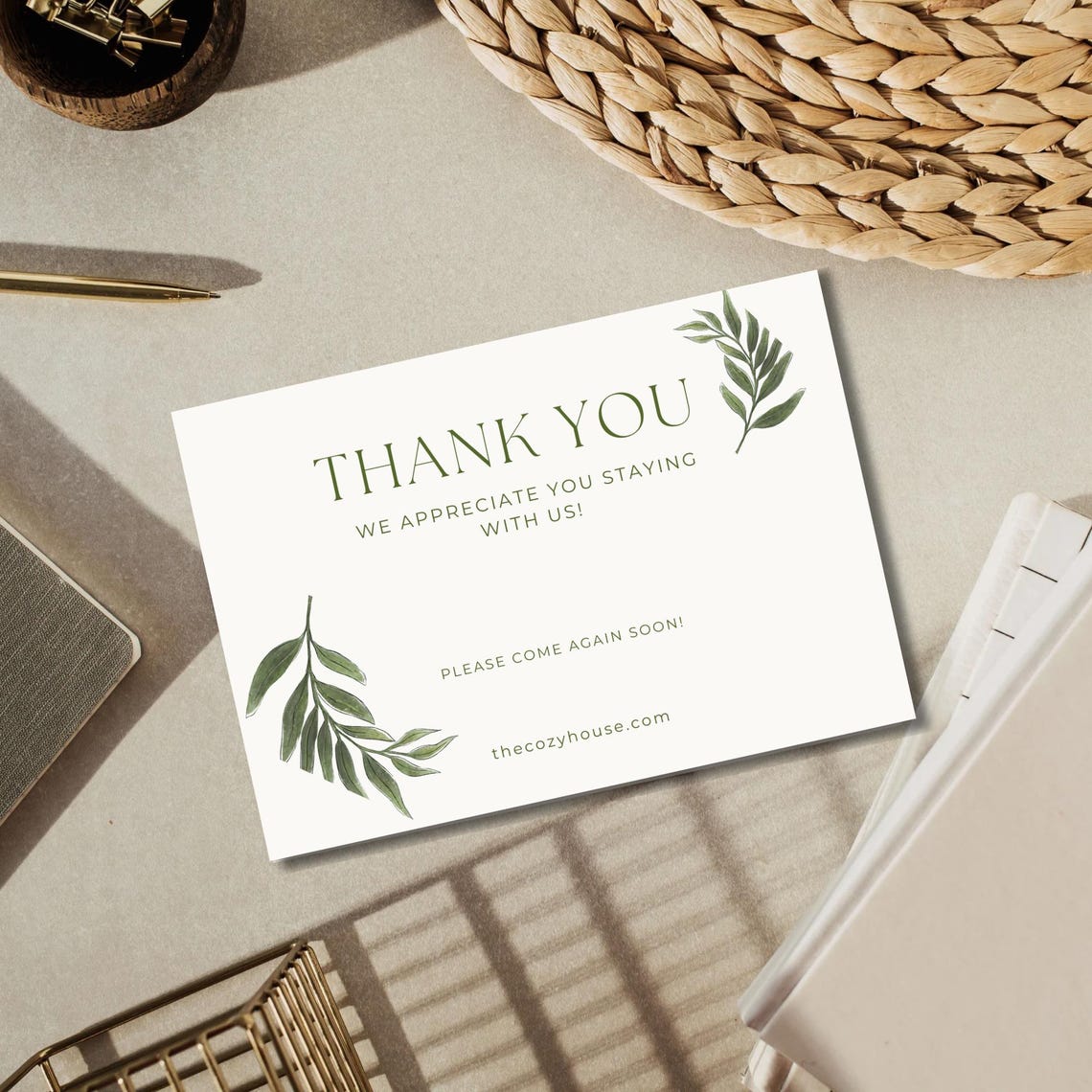 Thank You Card Airbnb Guest Appreciation Note Thank You for Staying ...