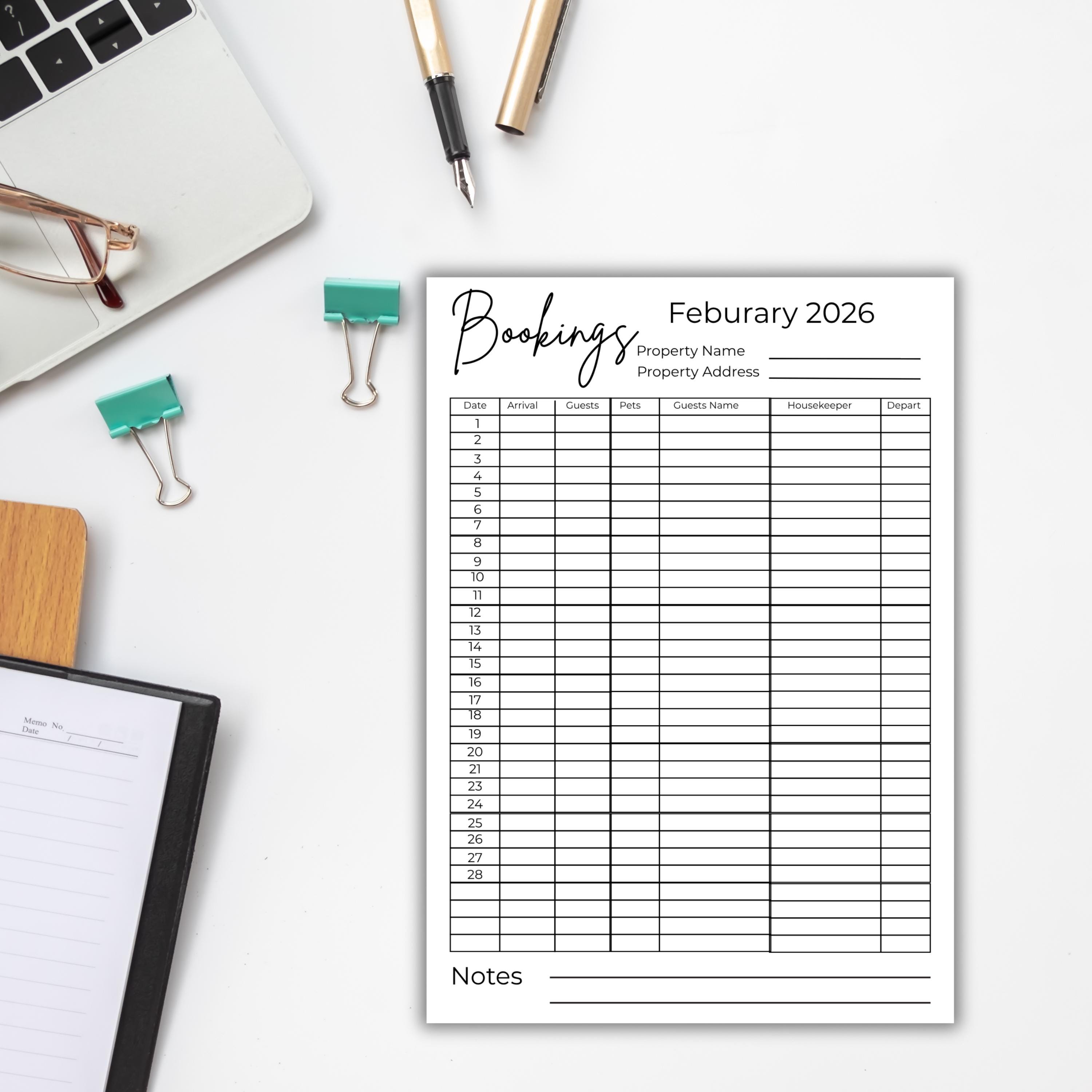 Airbnb Monthly Booking Sheet Printable Guest Tracker for Hosts Editable ...