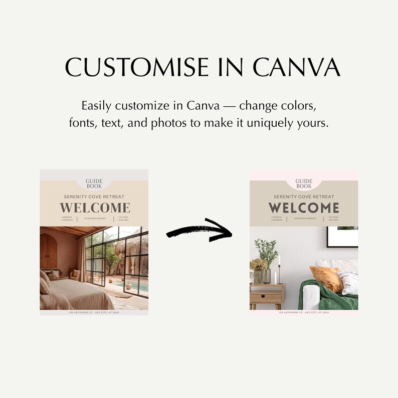 Editable Custom House Manual Template Printable Guest Welcome Book ...