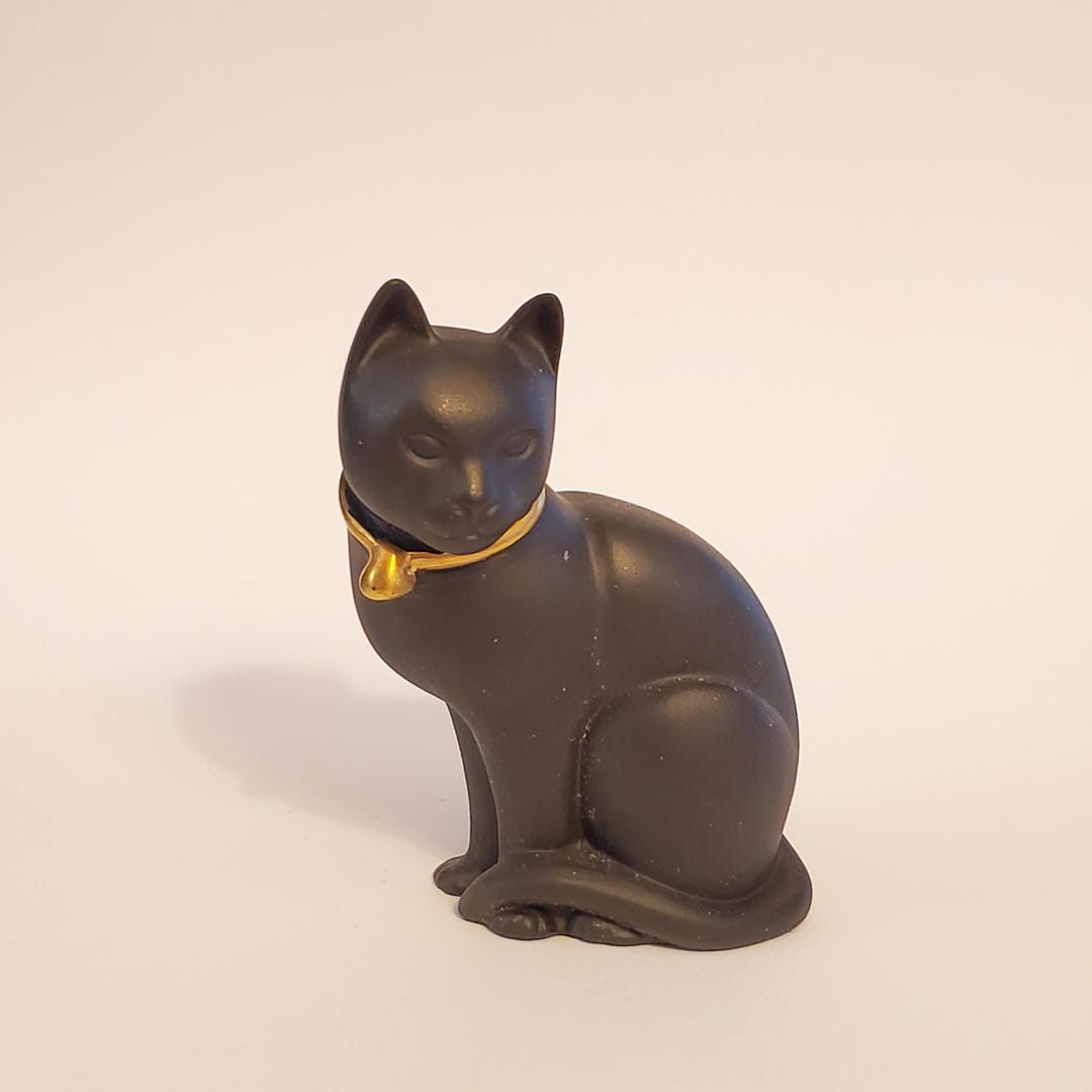 Vintage Ink Black Cat Figurine Franklin Mint Basalt 1988 FREE SHIPPING ...