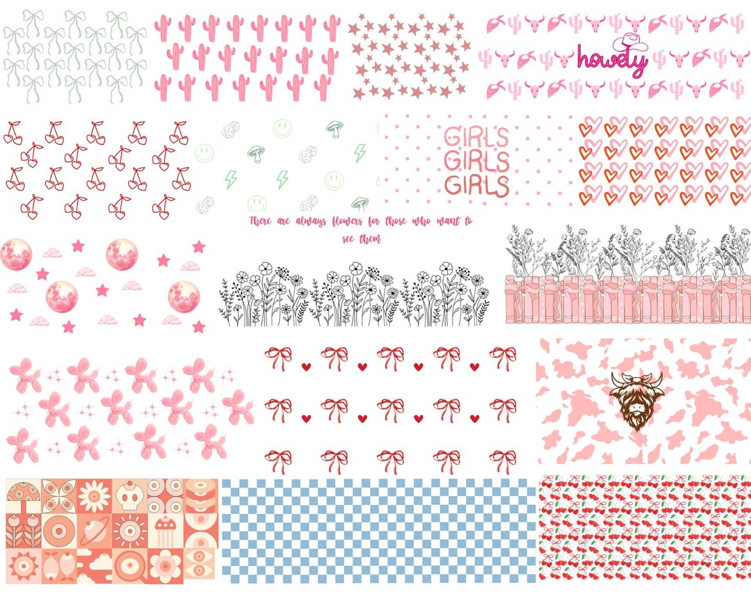 65-pack 16oz Glass Sipper Cup Wraps PNG JPG Bundle Cricut DIY Libby Cup ...