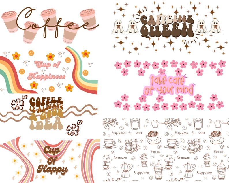 Glass Sipper Cup Wraps Bundle: 65 PNG JPG Designs (digital Download - Etsy