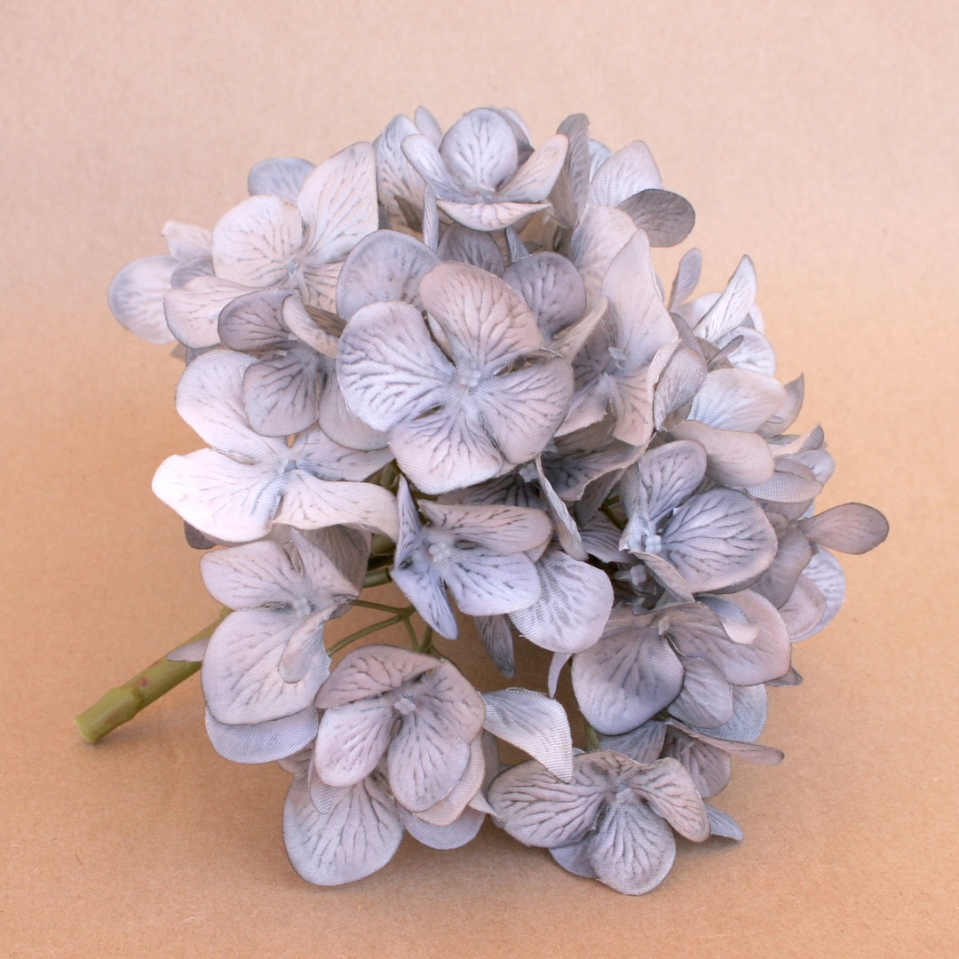 Full Hydrangea Head in Grey - Artificial Flowers, Silk Flower Blossoms ...