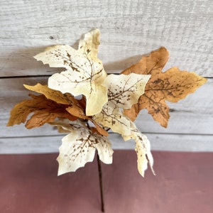 Brown and Cream Maple Leaf Pick - Artificial Leaves 7 Leaves, 3 Inch ...