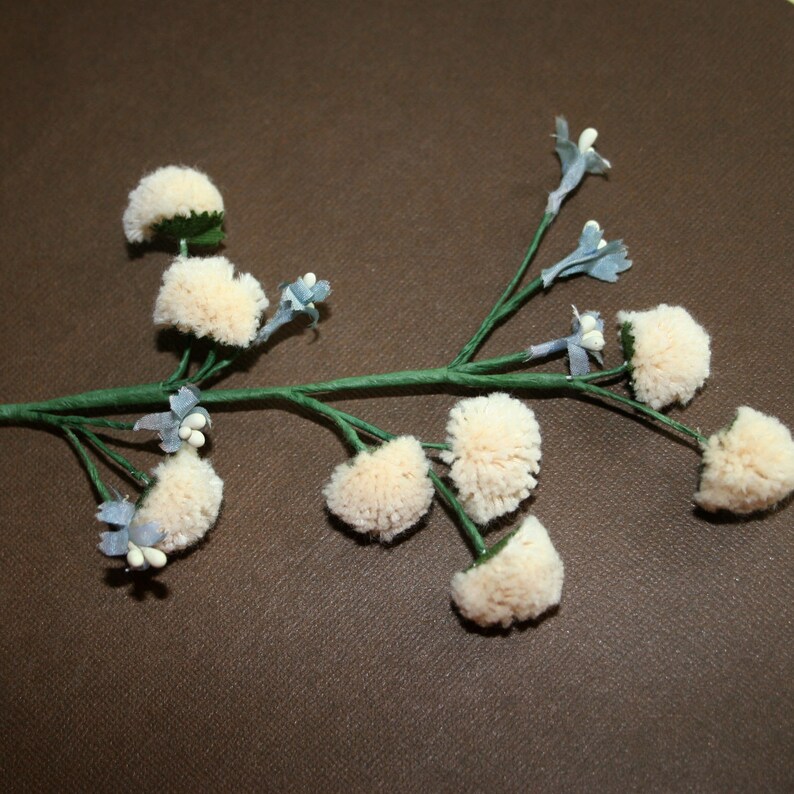 8 Cream Pom Pom Mums on a Stem Artificial Flower Heads Silk - Etsy